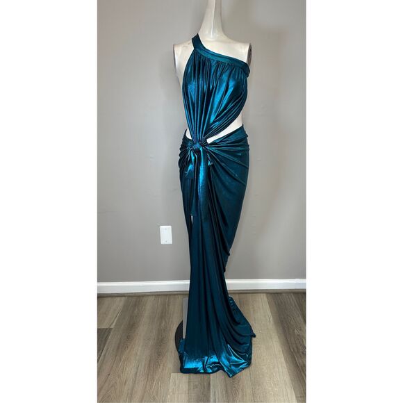 J.Angelique | Dresses | Jangelique Disa Dress In Teal Metallic Knit ...